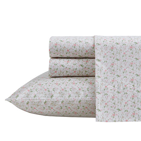 Laura Ashley 200-Thread Cotton 4 -Pc. Sheet Set  King - Pretty Pink Evie