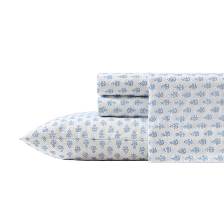 Laura Ashley 200-Thread Cotton 4 -Pc. Sheet Set  Full - Cottage Blue