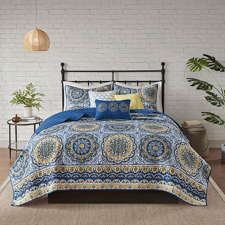 Madison Park Tangiers 6-Pc. Quilt Set  Full/Queen - Blue