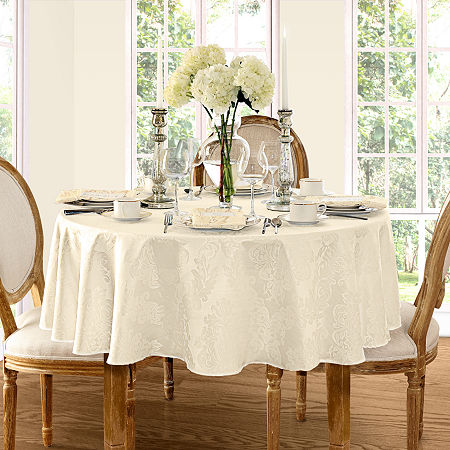 Elrene Barcelona Jacquard Damask Round Tablecloth  90 x 90
