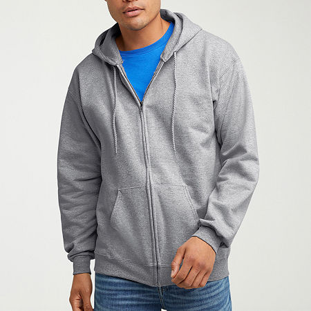 Hanes Ultimate Mens Full-Zip Heavyweight Fleece Hoodie - Gray
