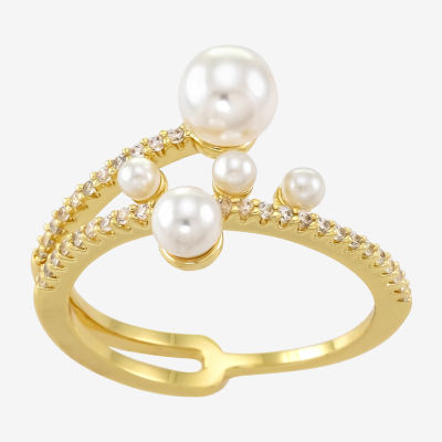 Sparkle Allure Wrap Womens Simulated Pearl Pure Silver Over Brass ...