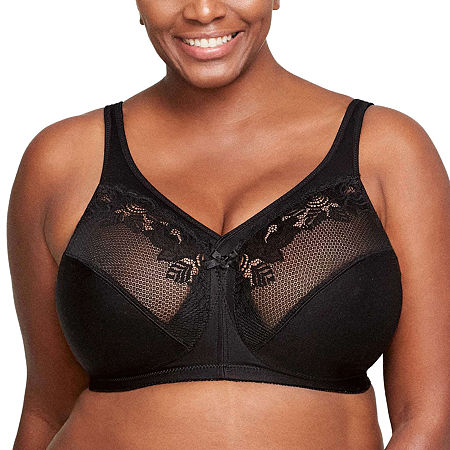 Womens Full Figure Plus Size MagicLift Wirefree Minimizer Support Bra 1003 - Black