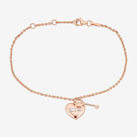 Click here for Mom Womens 18K Rose Gold Over Silver Heart Keys Ch... prices