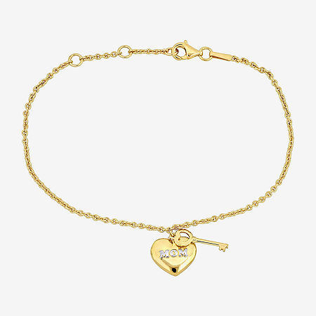 Click here for Womens 18K Gold Over Silver 7 Inch Solid Heart Key... prices