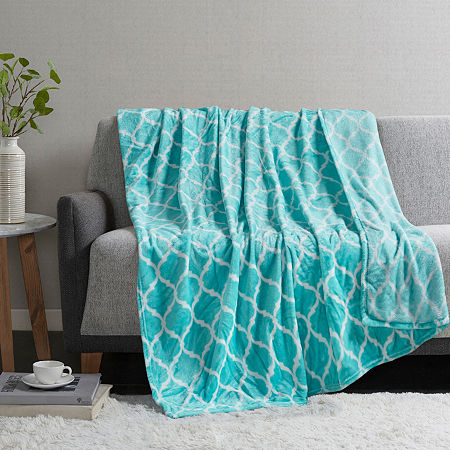 Click here for Madison Park Geometric Plush Throw  60 x 70 - Aqua prices