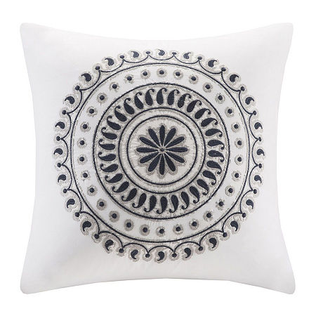 Closeout! Ink+Ivy Fleur Embroidered Decorative Pillow  18 x 18 - Navy