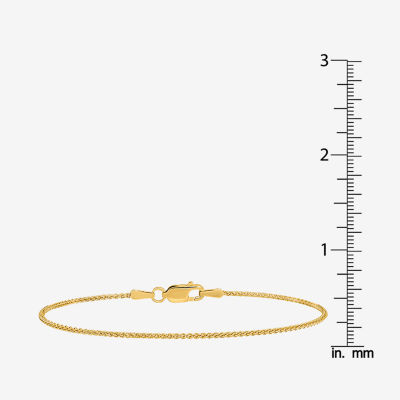14K Gold 7 Inch Solid Wheat Chain Bracelet