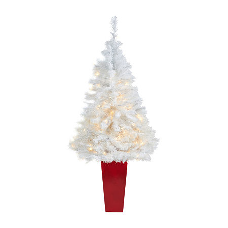 Click here for Nearly Natural White 4 1/2 Foot Pre-Lit Potted Pin... prices
