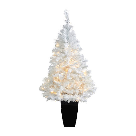Click here for Nearly Natural 50in. White 4 Foot Pre-Lit Potted P... prices