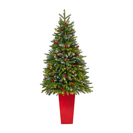 Click here for Nearly Natural Snow Tipped Spruce 5 Foot Pre-Lit F... prices