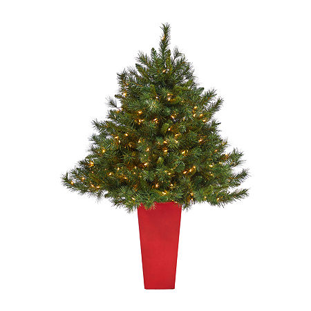 Click here for Nearly Natural Red Mixed 4 1/2 Foot Pre-Lit Potted... prices