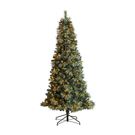 Click here for Nearly Natural Frosted 8 Foot Pre-Lit Flocked Pine... prices