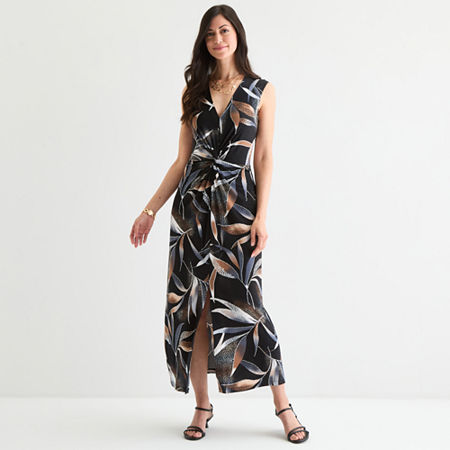 Click here for Connected Apparel Womens Sleeveless Leaf Maxi Dres... prices