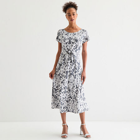 Click here for Perceptions Womens Short Sleeve Scroll Midi Fit +... prices