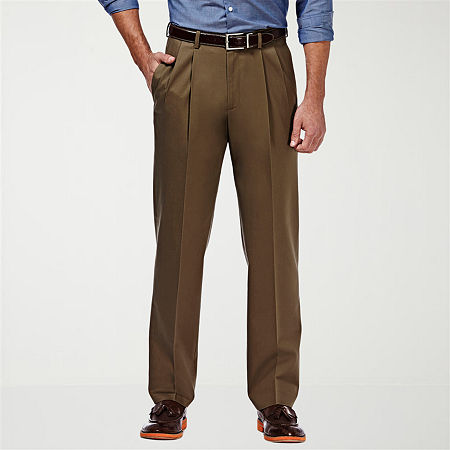 Click here for Haggar Mens Premium No Iron Khaki Classic Fit Plea... prices