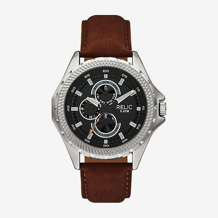 Click here for Relic By Fossil Mens Brown Leather Strap Watch Zr1... prices