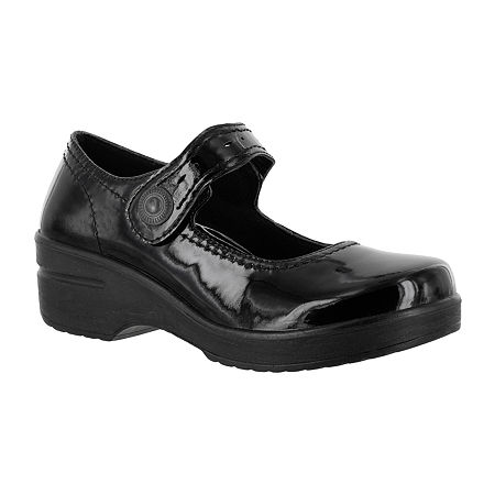 Easy Works by Easy Street Womens Letsee Mary Jane Clogs - Black Patent