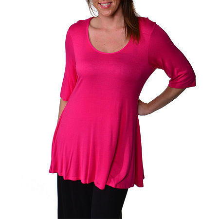 Click here for 24seven Comfort Apparel Plus Womens Scoop Neck Elb... prices