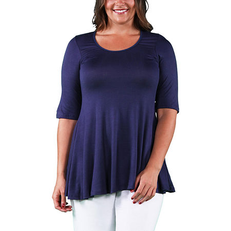 Click here for 24seven Comfort Apparel Plus Womens Scoop Neck Elb... prices