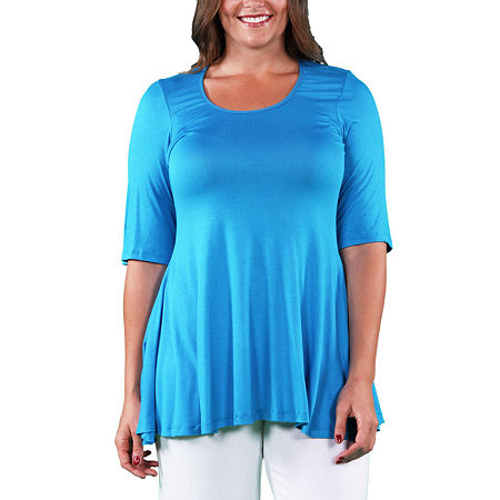 Click here for 24seven Comfort Apparel Plus Womens Scoop Neck Elb... prices