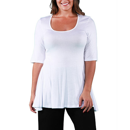 Click here for 24seven Comfort Apparel Plus Womens Scoop Neck Elb... prices