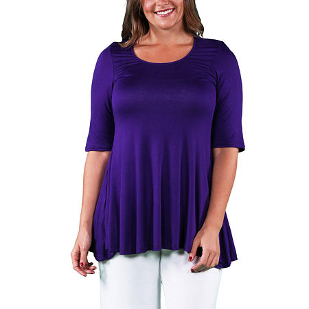 Click here for 24seven Comfort Apparel Plus Womens Scoop Neck Elb... prices