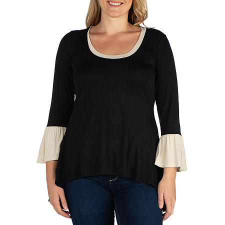 Click here for 24seven Comfort Apparel Plus Womens Scoop Neck Lon... prices