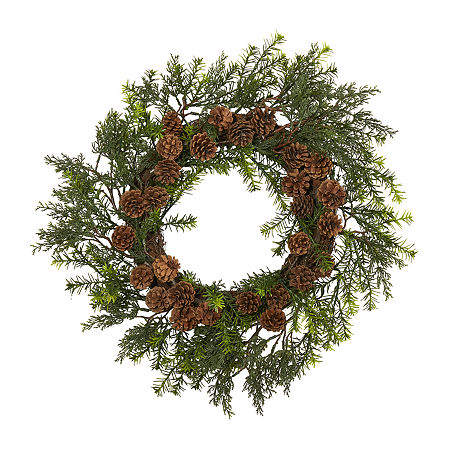 Click here for Nearly Natural Cedar Grass Pinecone Wreath  One Si... prices