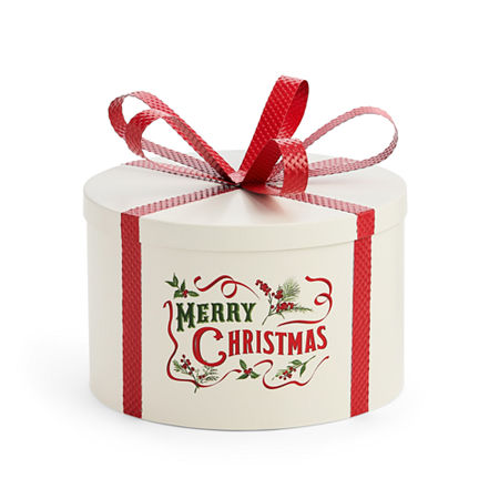 Click here for Martha Stewart 9in Metal Hat Box Christmas Tableto... prices