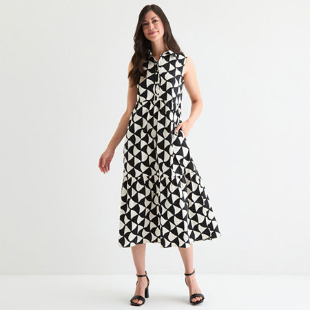 Click here for Be by CHETTA B Womens Sleeveless Geometric Maxi Dr... prices