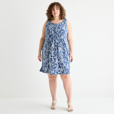Click here for Perceptions Womens Sleeveless Paisley Plus Shift D... prices