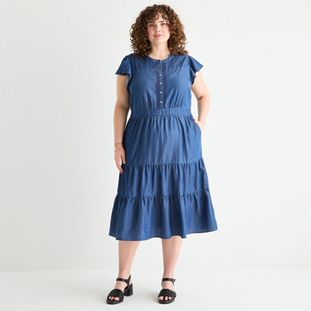 Click here for Frye and Co. Womens Short Sleeve Midi Plus Fit + F... prices