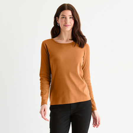 Click here for St. Johns Bay Womens Crew Neck Long Sleeve T-Shirt... prices