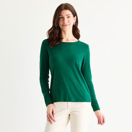 Click here for St. Johns Bay Womens Crew Neck Long Sleeve T-Shirt... prices