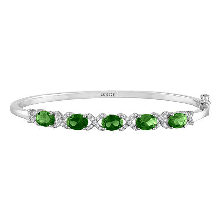 Click here for Womens Simulated Emerald Sterling Silver Bangle Br... prices