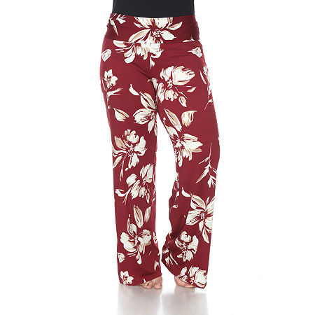 White Mark Plus Size Floral Wide Leg Palazzo Pants - Red