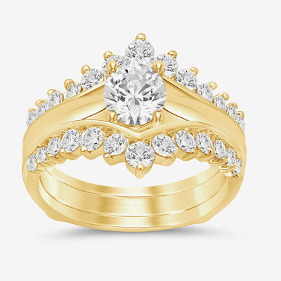 Womens 1 CT. T.W. Natural White Diamond 14K Gold Wedding Ring Guard ...