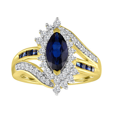 Click here for Womens Lab Created Blue Sapphire 14K Gold Over Sil... prices