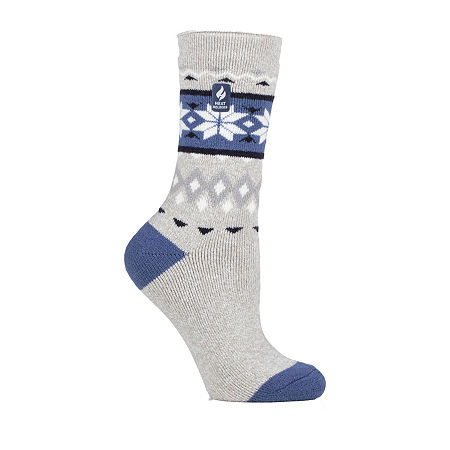 Heat Holders Womens Lite Melissa Fairisle Crew Socks - Light Grey
