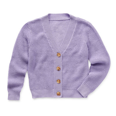 Thereabouts Little & Big Girls V Neck Long Sleeve Cardigan, Color: Pond ...