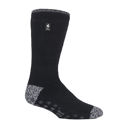 Heat Holders Mens Michael Solid Crew Slipper Sock - Black