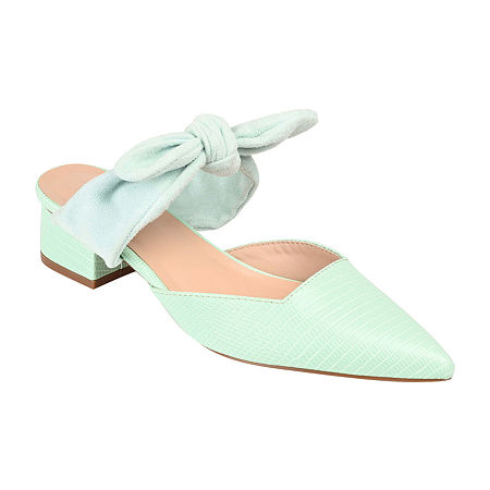 Journee Collection Womens Melora Bow Detail Slip On Mules - Mint