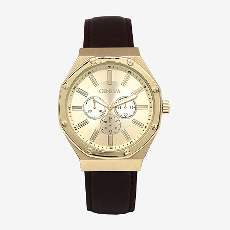 Click here for Geneva Mens Brown Strap Watch Mac5123jc  One Size prices