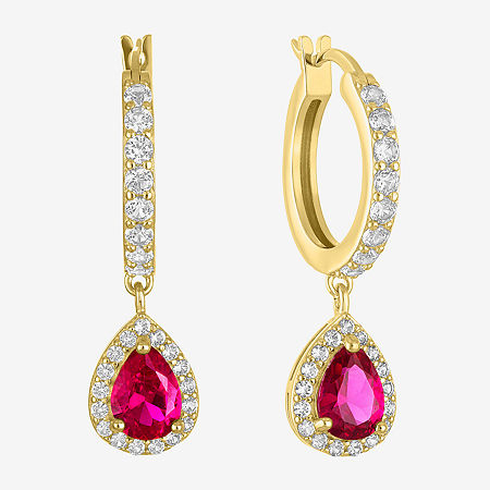 Click here for Lab Created Gemstone 14K Gold Over Silver Pear Dro... prices
