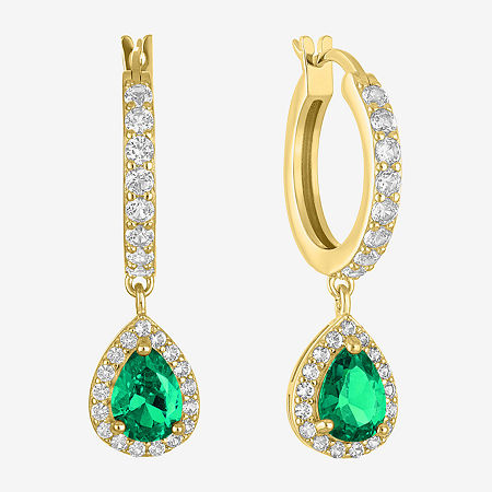 Click here for Lab Created Gemstone 14K Gold Over Silver Pear Dro... prices