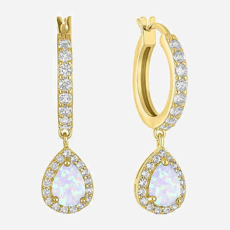 Click here for Lab Created Gemstone 14K Gold Over Silver Pear Dro... prices