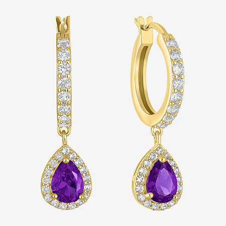 Click here for Lab Created Gemstone 14K Gold Over Silver Pear Dro... prices