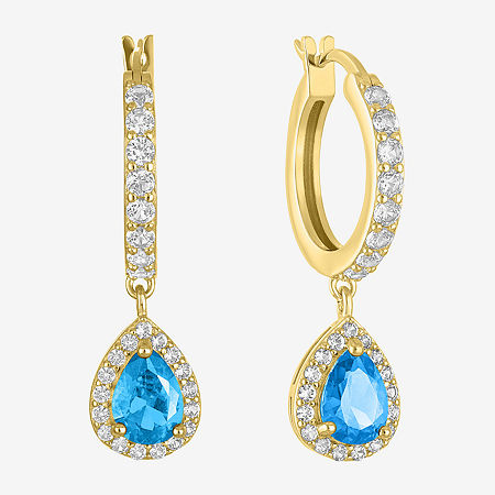 Click here for Lab Created Gemstone 14K Gold Over Silver Pear Dro... prices