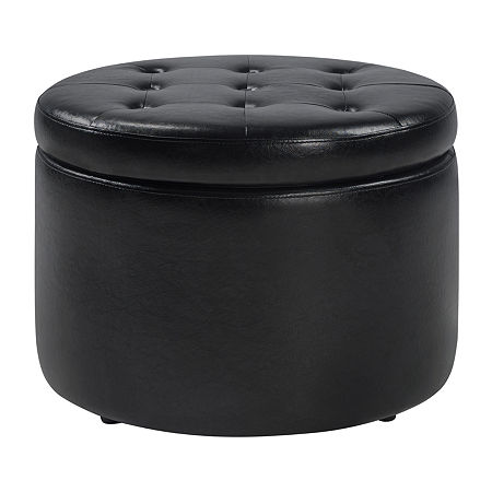 Click here for Designs4comfort Round Shoe Ottoman  One Size  Blac... prices